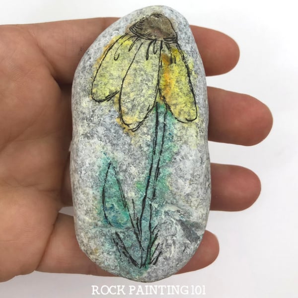 How to make a lovely washed out painting on a rock | Rock Painting 101