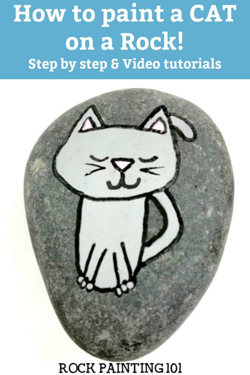 How to paint a cat to make a cute painted rock | Rock Painting 101