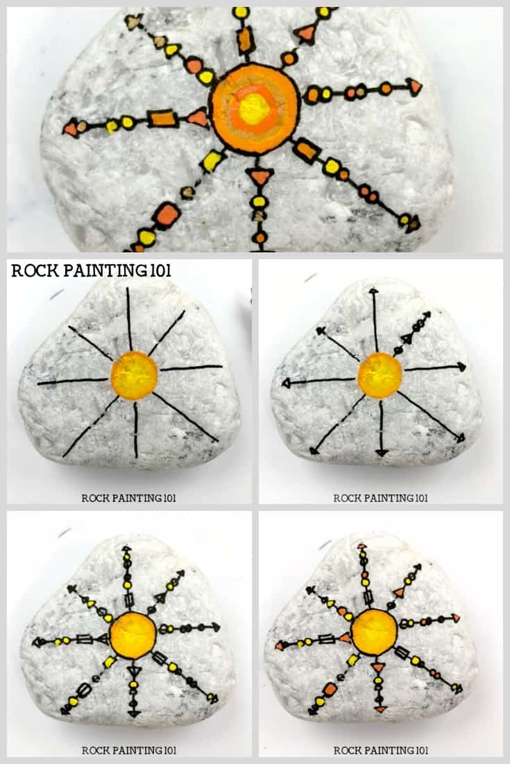 How to make a unique sun zendangle painted rock | Rock Painting 101