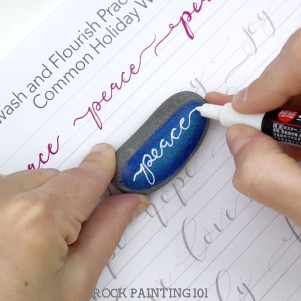 Tips for hand lettering a single word onto a painted rock | Rock ...