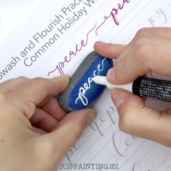 Tips for hand lettering a single word onto a painted rock | Rock ...