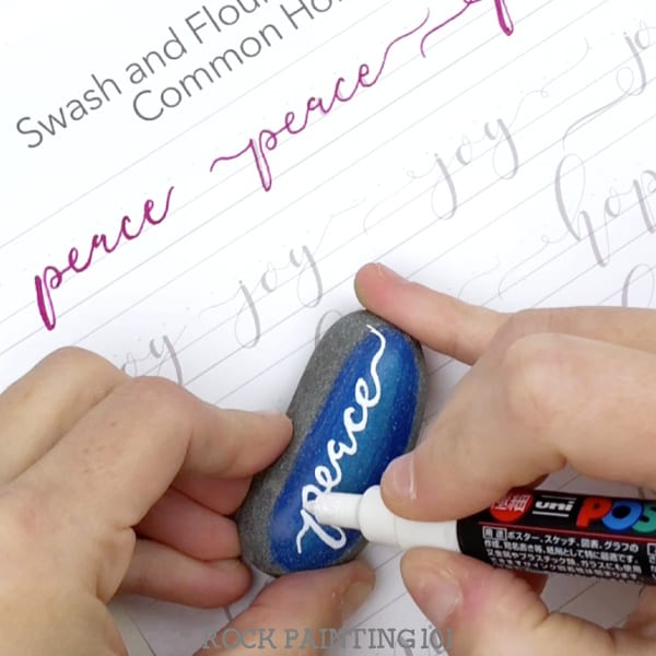 Tips for hand lettering a single word onto a painted rock | Rock ...