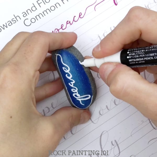 Tips for hand lettering a single word onto a painted rock | Rock ...