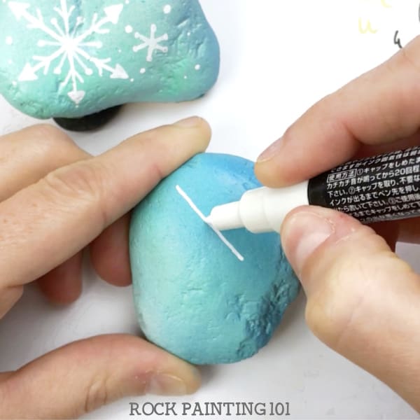 How to draw a snowflake to make a fun winter painted rock | Rock ...