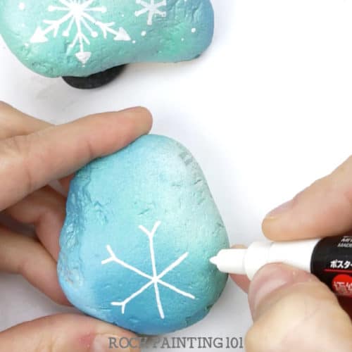 How to draw a snowflake to make a fun winter painted rock | Rock ...