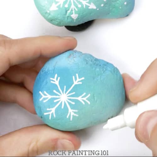 How to draw a snowflake to make a fun winter painted rock | Rock ...