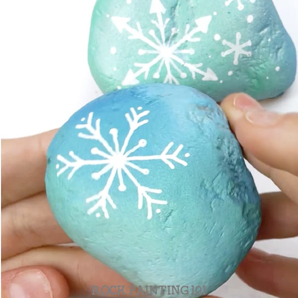 How to draw a snowflake to make a fun winter painted rock | Rock ...