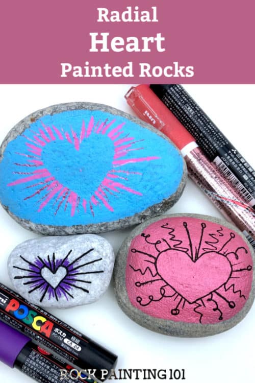 How to make radial heart painted rocks | Rock Painting 101