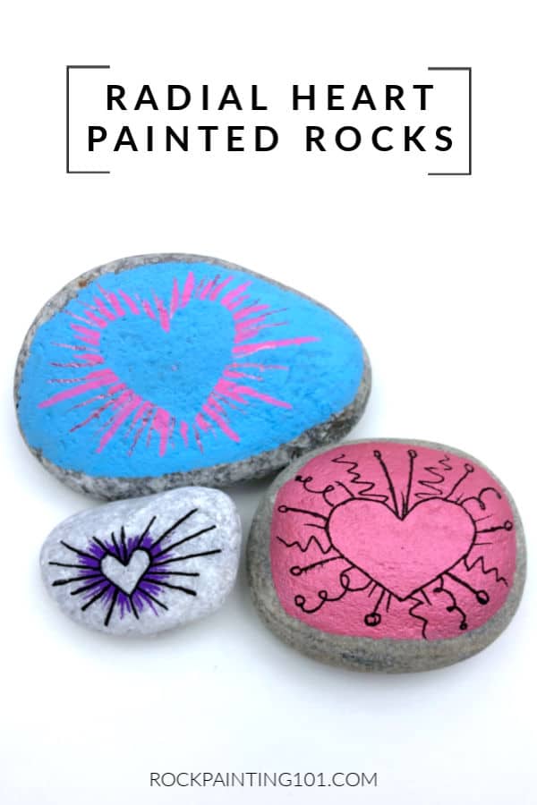 How to make radial heart painted rocks | Rock Painting 101