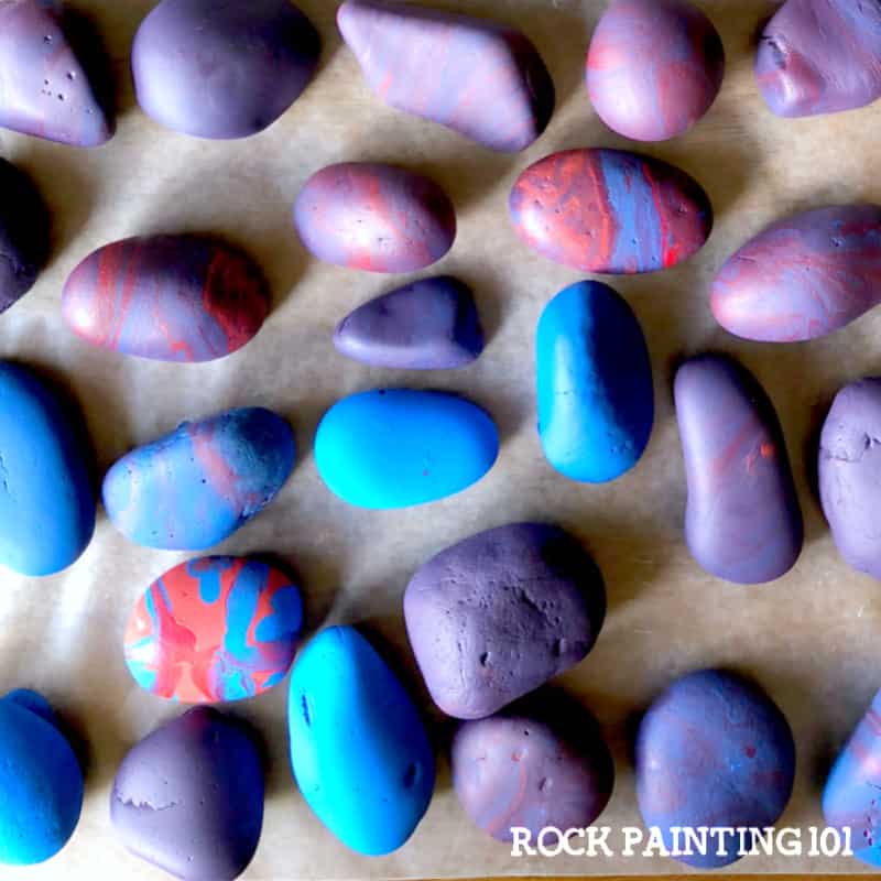 How to effectively use up your extra acrylic paint when rock painting ...