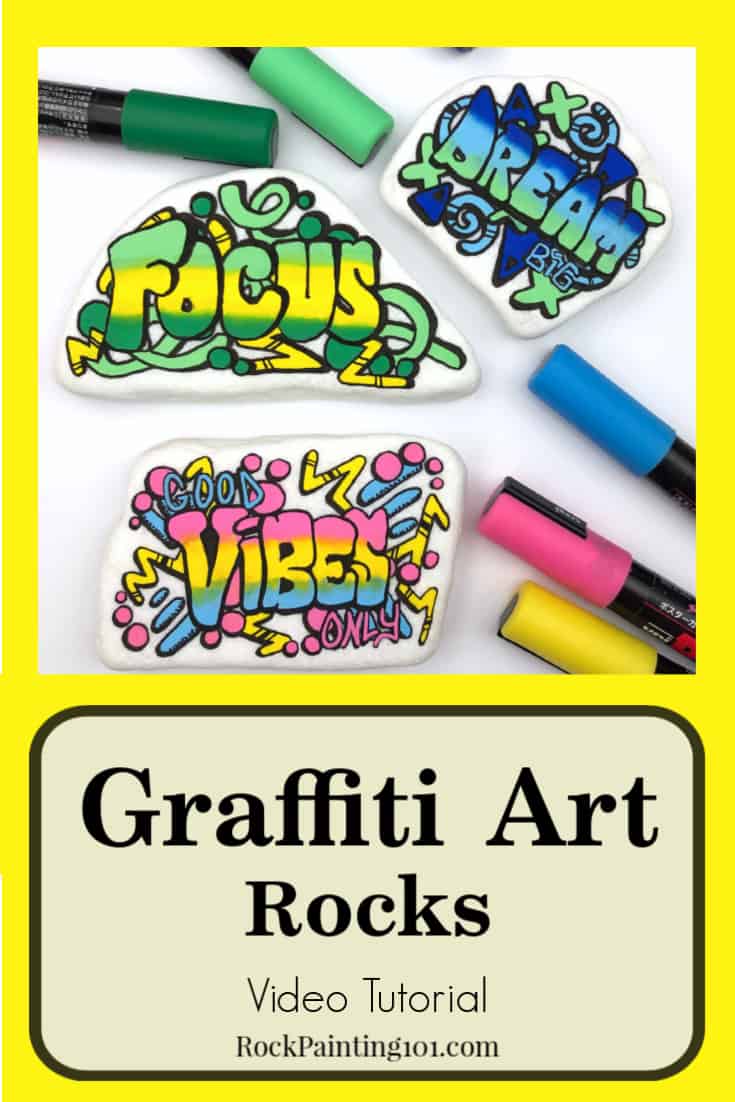 Graffiti inspired rock painting tutorial | Rock Painting 101