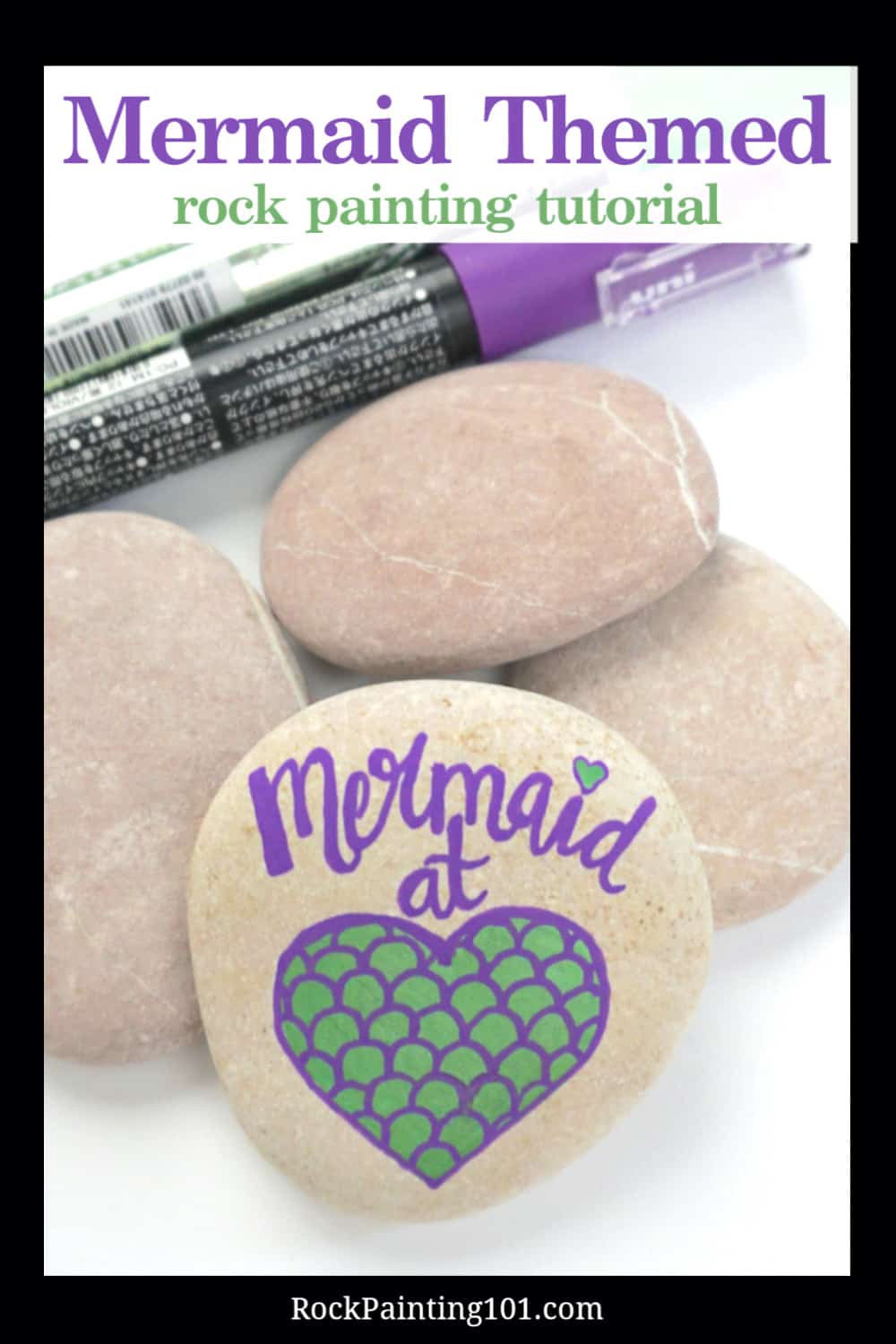 Easy mermaid rock painting idea | Rock Painting 101