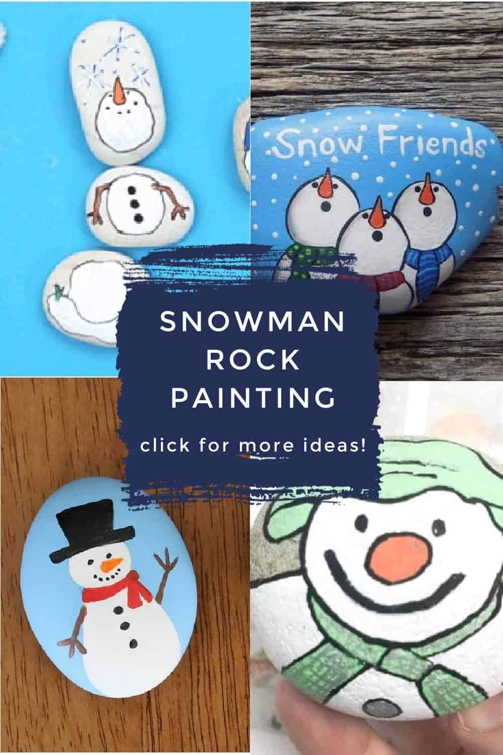 9 easy Snowman Painted Rocks | Rock Painting 101